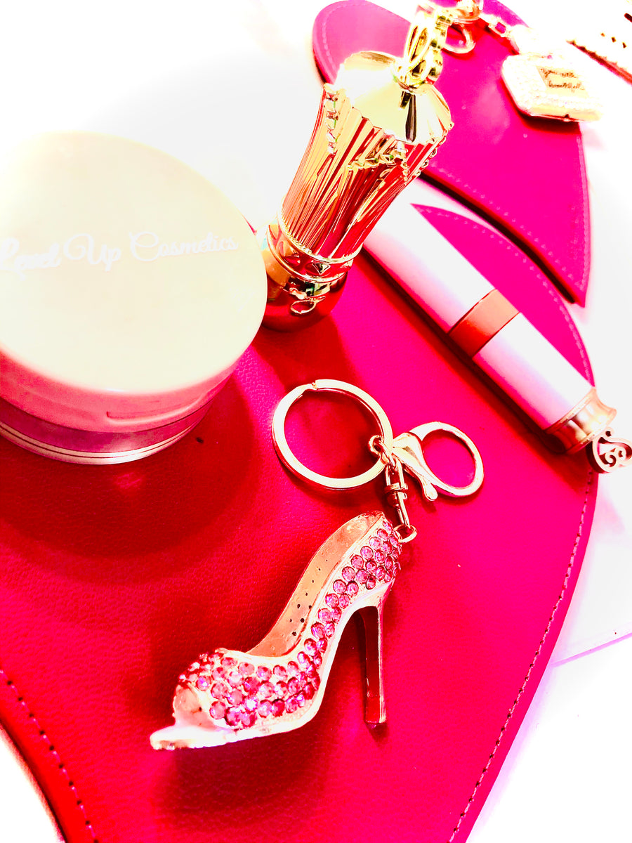 Pink Crystal Shoe Key Ring – Level Up Cosmetics Shop
